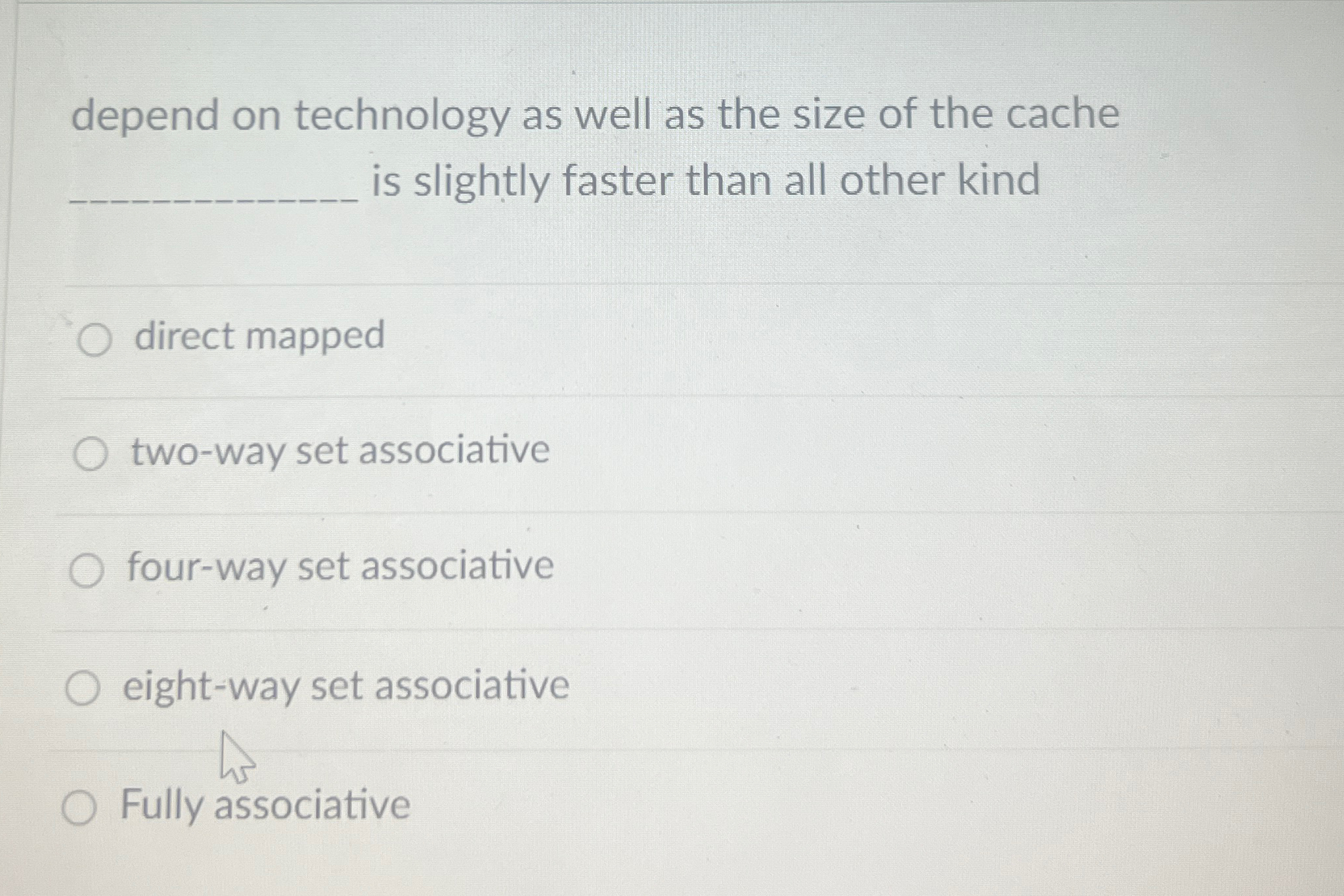 Solved depend on technology as well as the size of the cache | Chegg.com