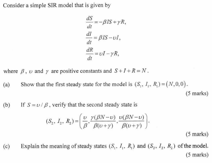 Solved Consider a simple SIR model that is given | Chegg.com