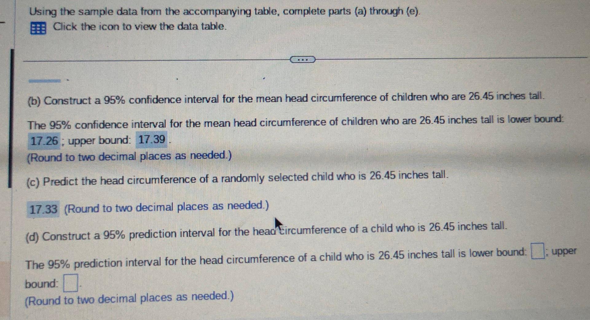 Solved Using the sample data from the accompanying table, | Chegg.com