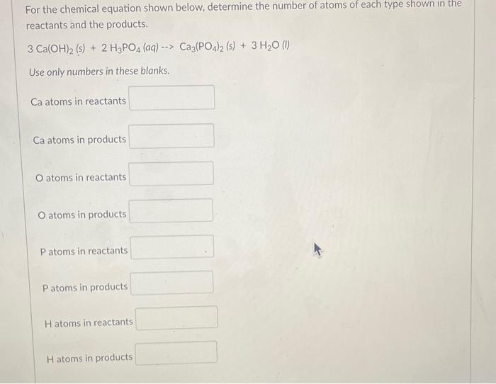 Solved For the chemical equation shown below, determine the | Chegg.com