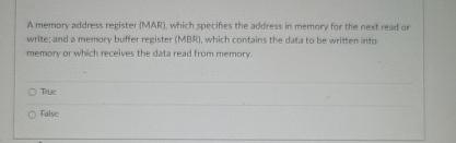 Solved A metron address register (MAR) ﻿which spedines the | Chegg.com