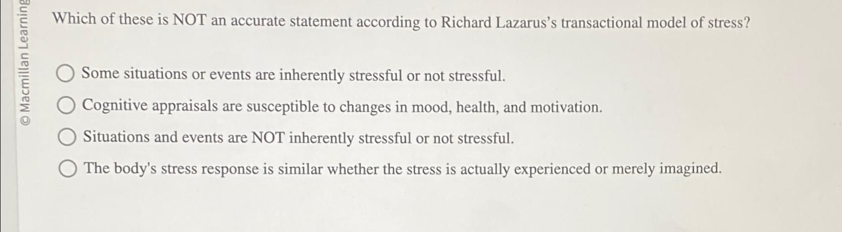 Solved Which of these is NOT an accurate statement according | Chegg.com