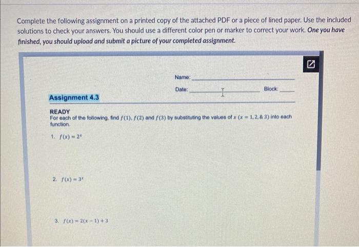 Solved Complete the following assignment on a printed copy | Chegg.com