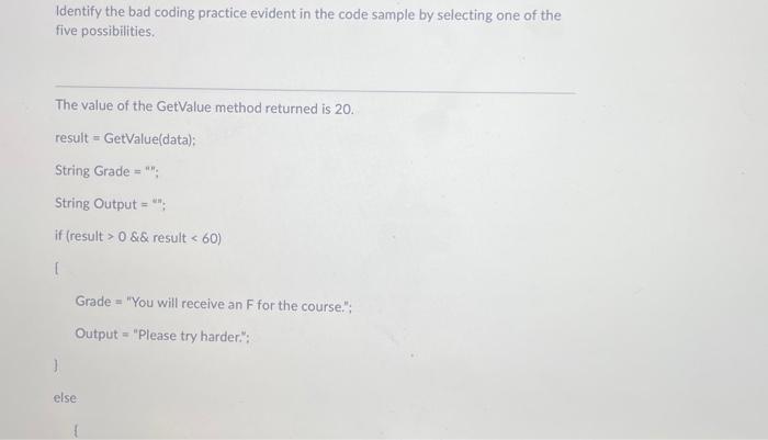 Solved else I if( result >−80 \&:8 result | Chegg.com