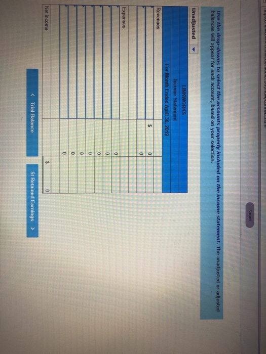 Solved Prepare an income statement for link works for the | Chegg.com