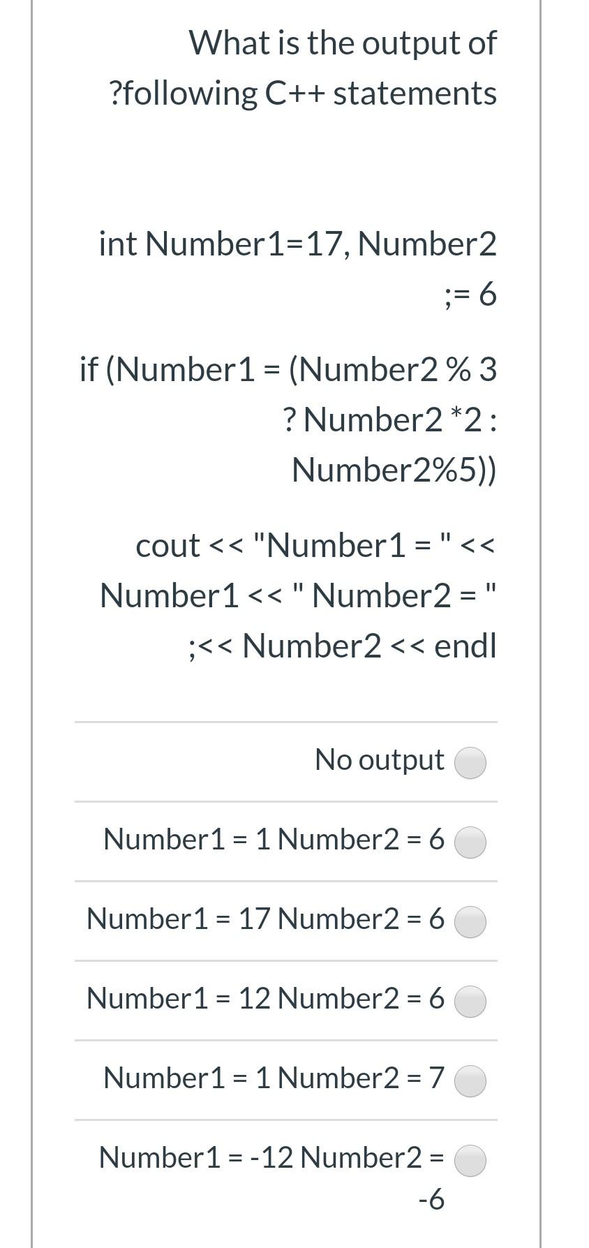 Solved What is the output of ?following C++ statements int | Chegg.com