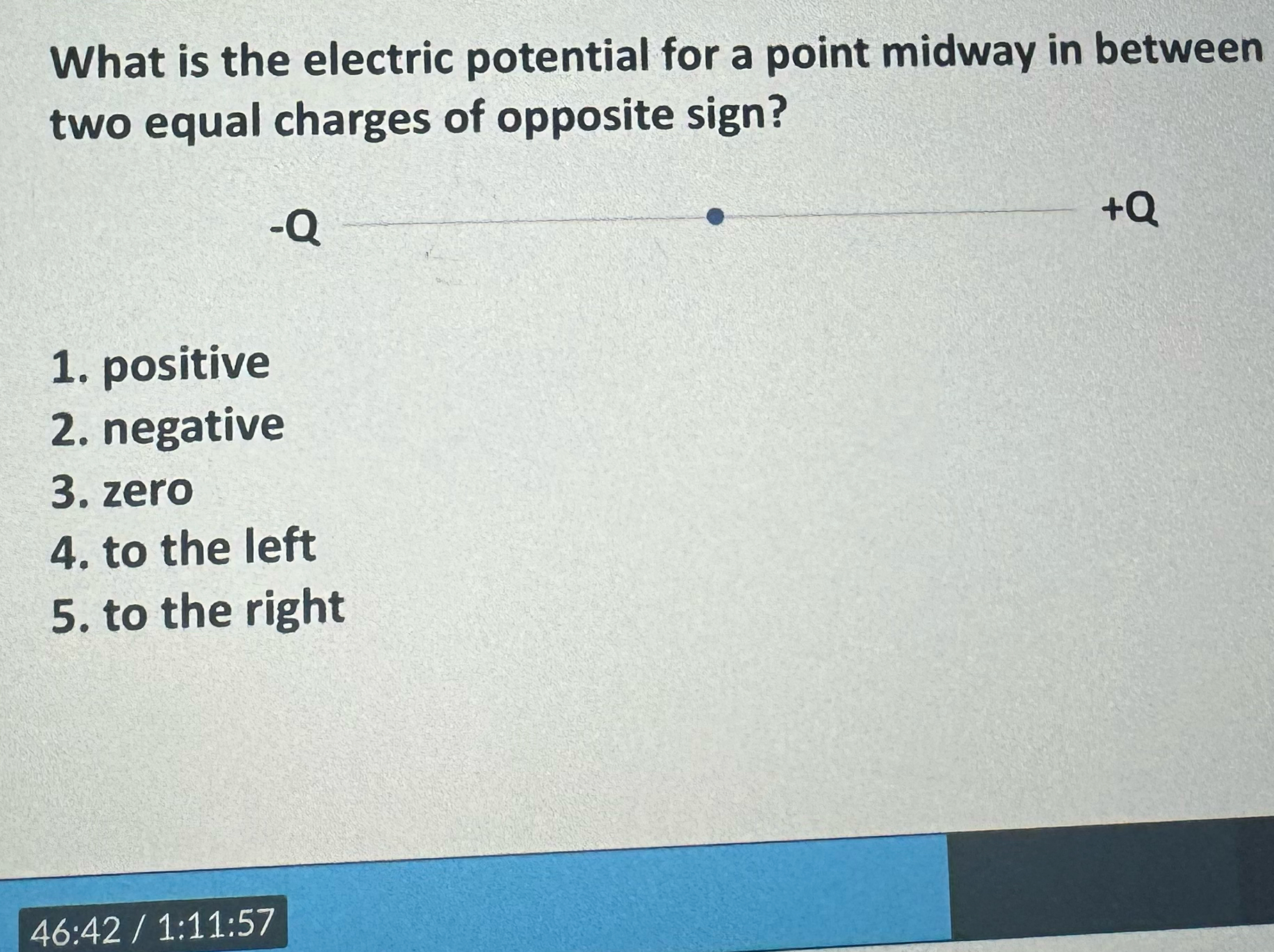 Solved What is the electric potential for a point midway in | Chegg.com