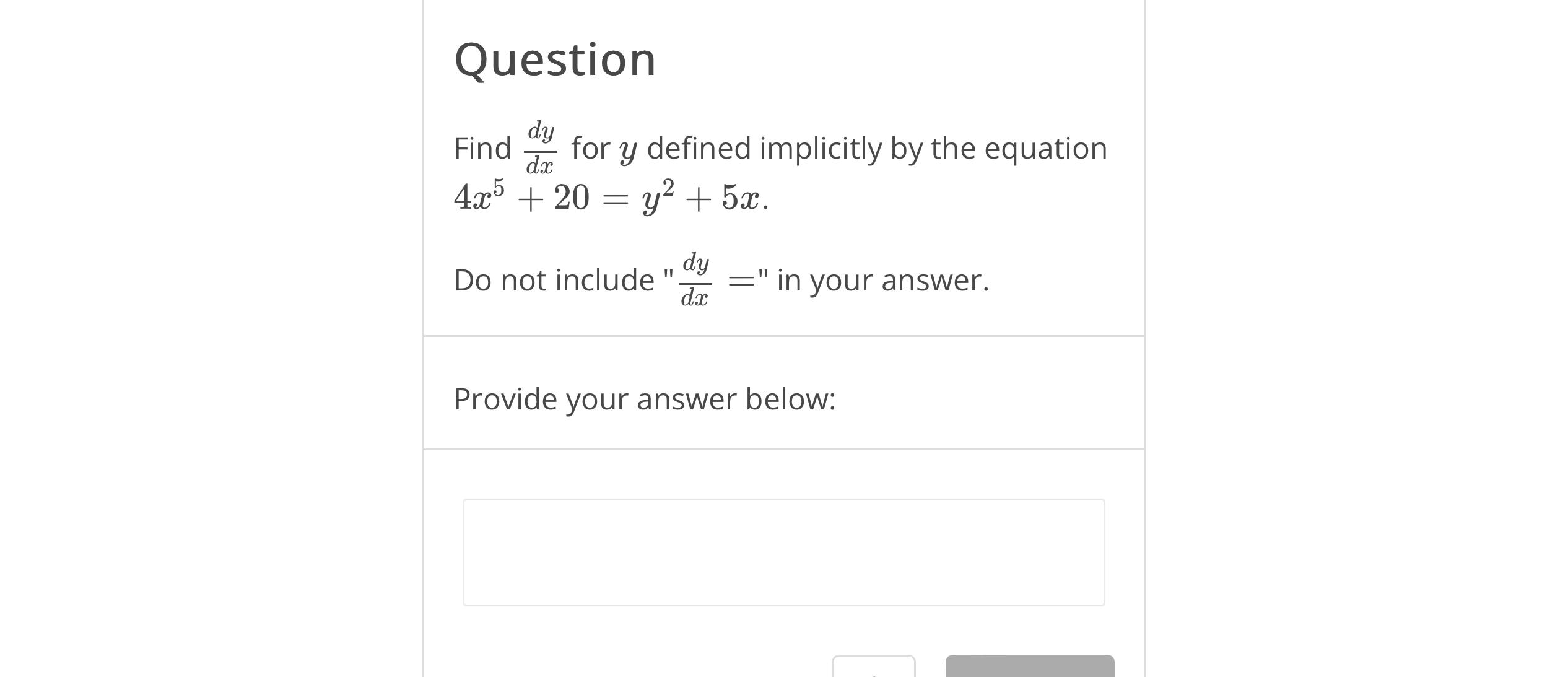 Solved QuestionFind Dydx for Y defined Implicitly By The Chegg