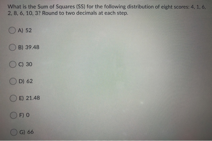 Solved What is the Sum of Squares (SS) for the following | Chegg.com