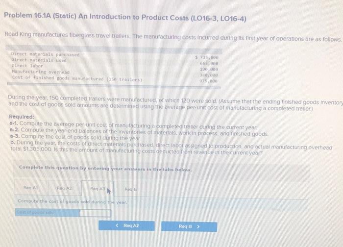 Solved Problem 16.1A (Static) An Introduction to Product | Chegg.com