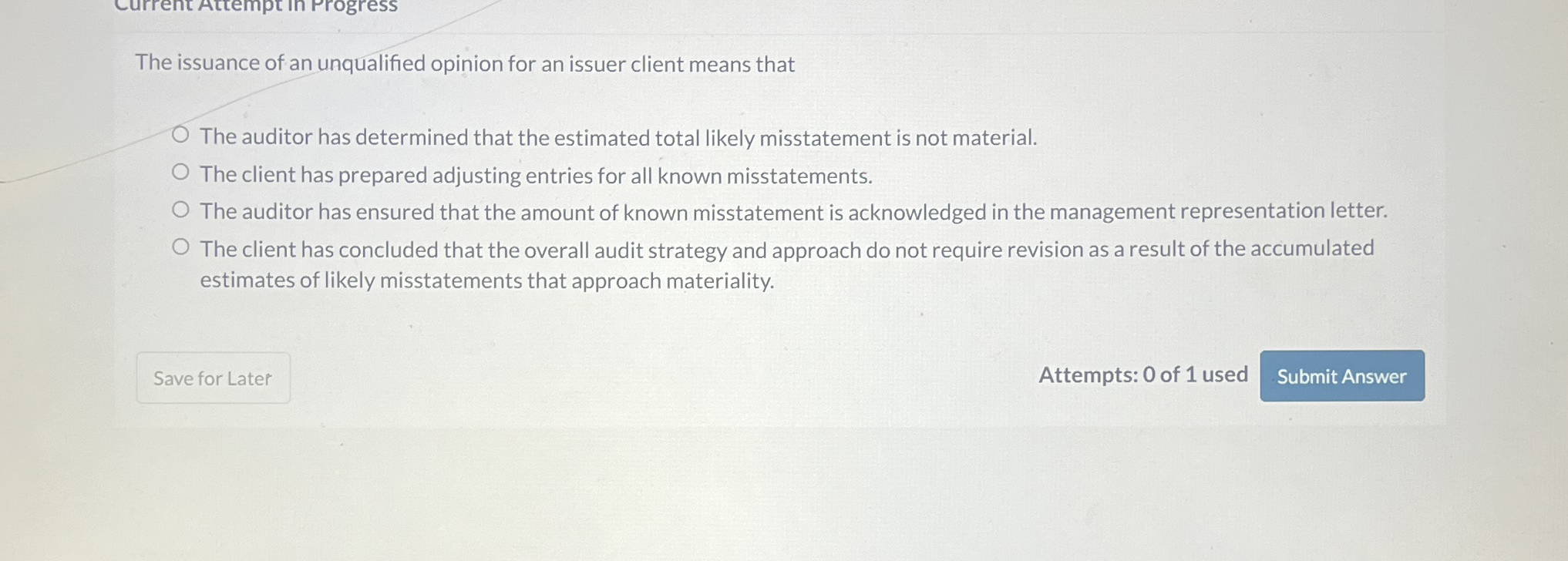 Solved The issuance of an unqualified opinion for an issuer | Chegg.com