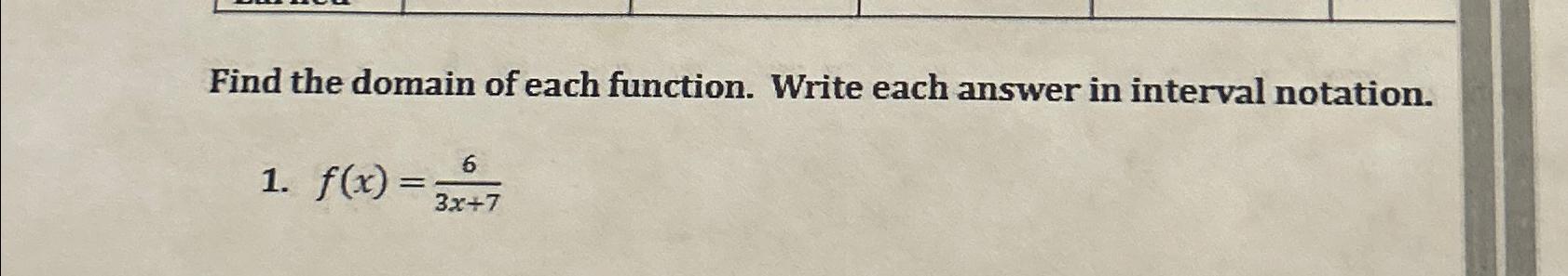 Solved Find the domain of each function. Write each answer | Chegg.com