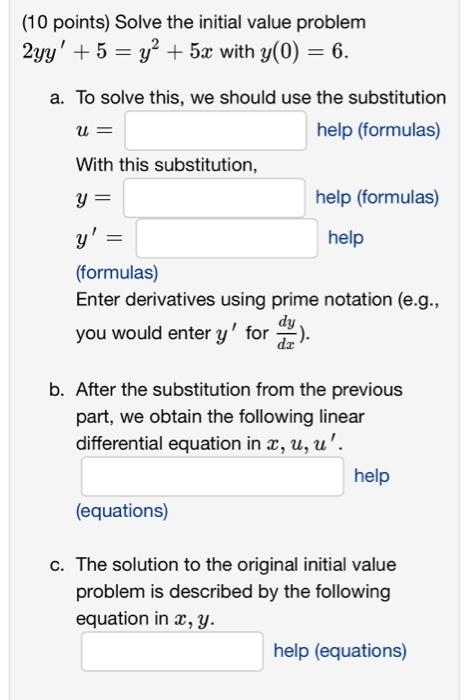 Solved (10 points) Solve the initial value problem | Chegg.com