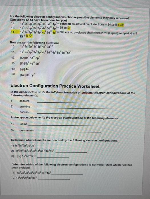 Solved Brief Instructions An electron configuration is a | Chegg.com