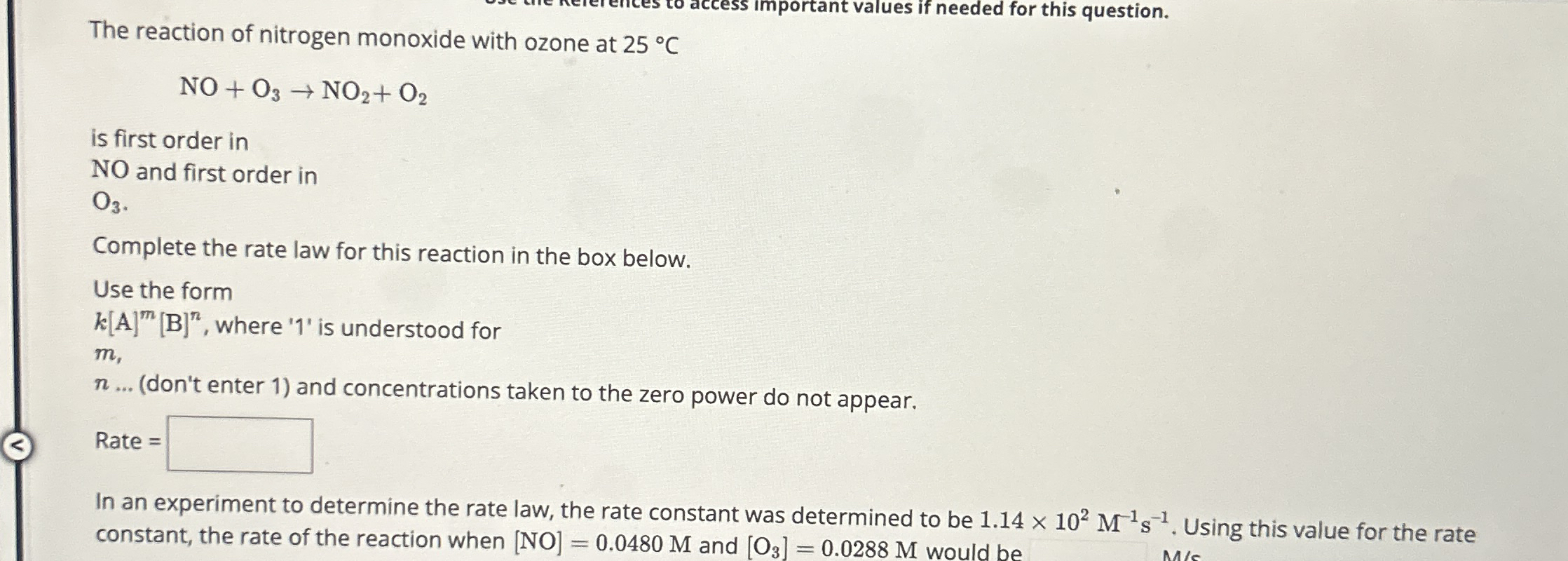 Solved The reaction of nitrogen monoxide with ozone at | Chegg.com