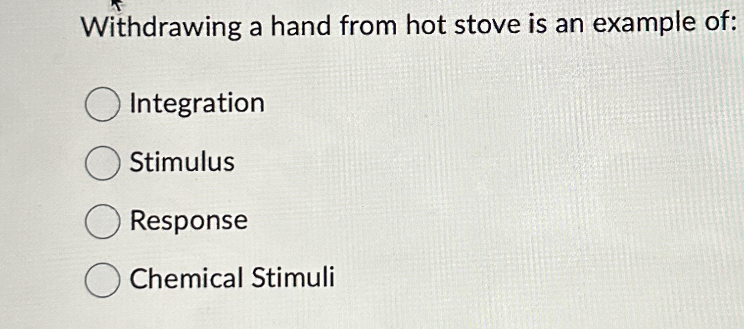 Solved Withdrawing a hand from hot stove is an example | Chegg.com