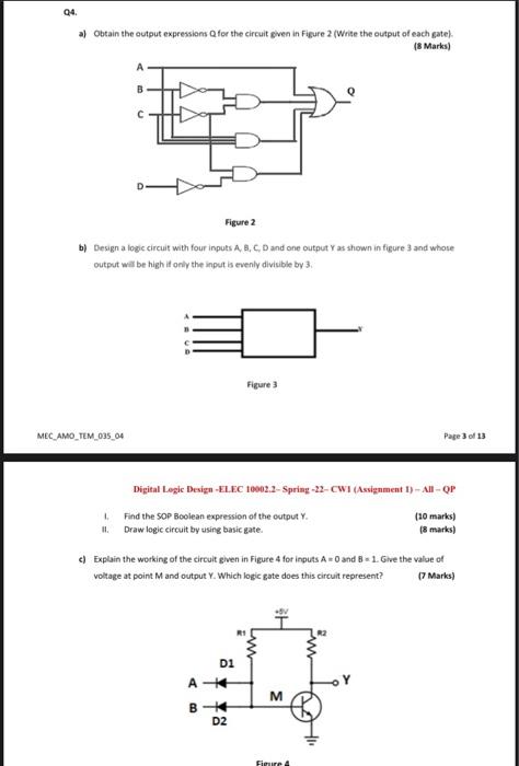 Solved 24. a) Obtain the output expressions for the circuit | Chegg.com