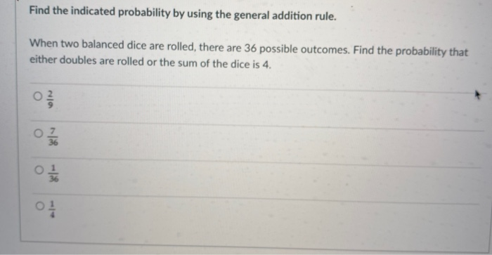Solved Find the indicated probability by using the general | Chegg.com