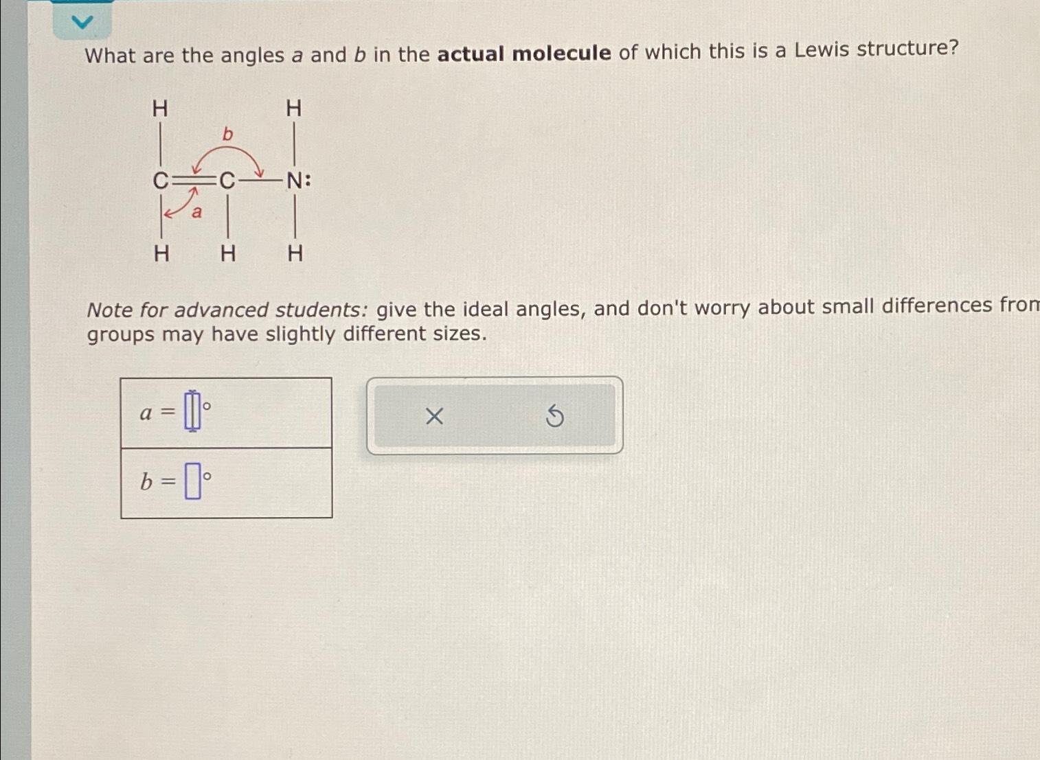 Solved What are the angles a and b ﻿in the actual molecule | Chegg.com