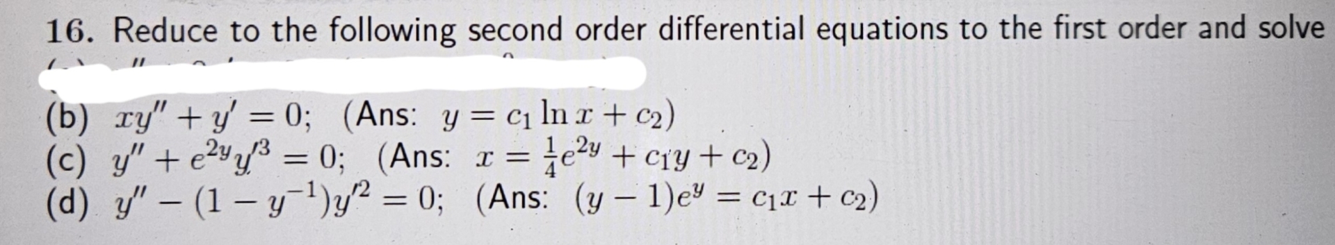 Solved Reduce to the following second order differential | Chegg.com