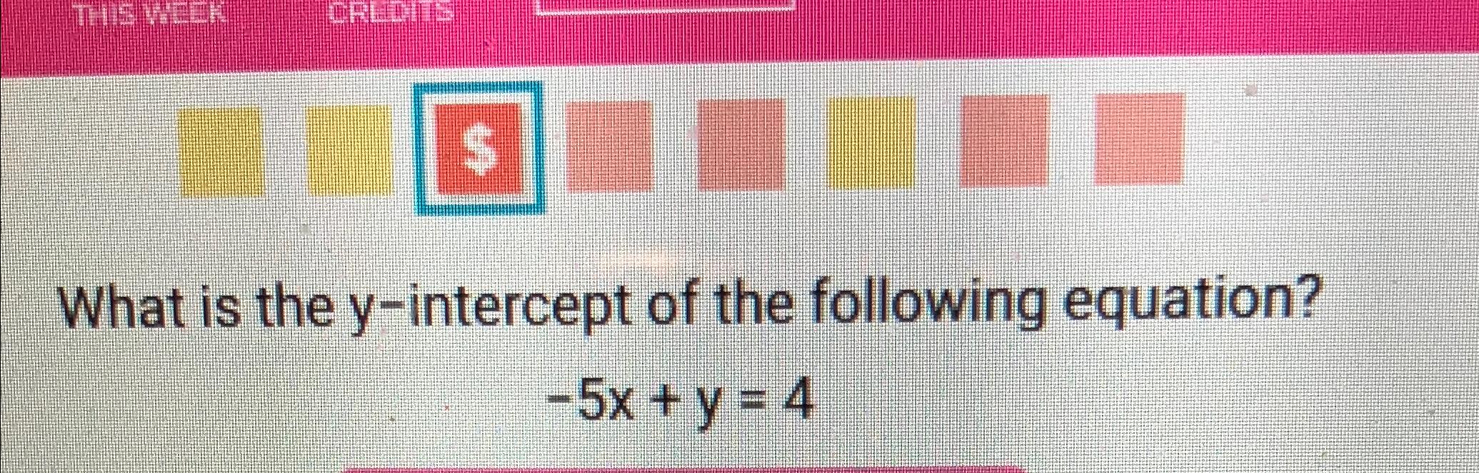 Solved What is the y-intercept of the following | Chegg.com