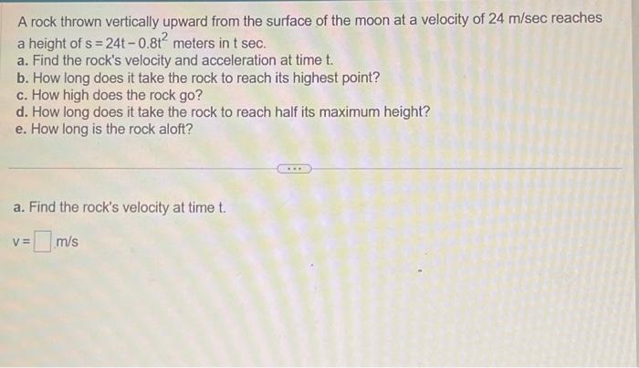 Solved A rock thrown vertically upward from the surface of | Chegg.com