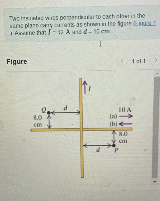 Solved Two insulated wires perpendicular to each other in | Chegg.com