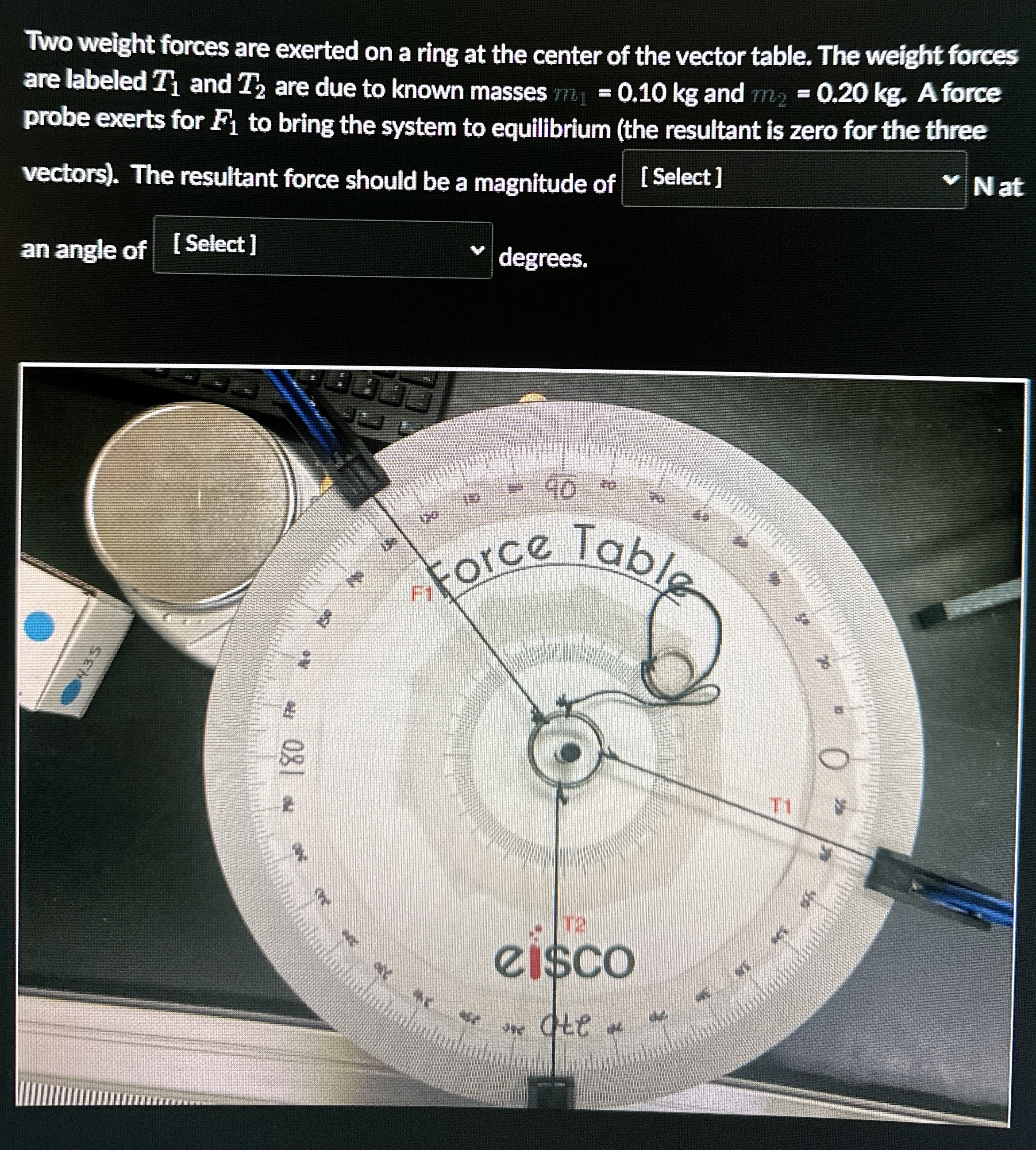 Solved Two weight forces are exerted on a ring at the center | Chegg.com
