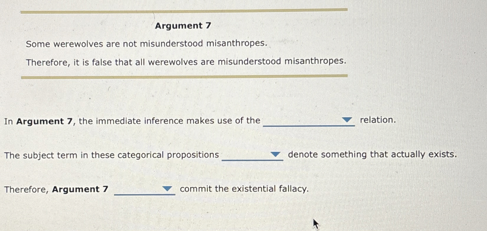 Solved Argument 7Some werewolves are not misunderstood | Chegg.com