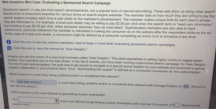 Solved Web Analytics Mini Case: Evaluating a Sponsored | Chegg.com