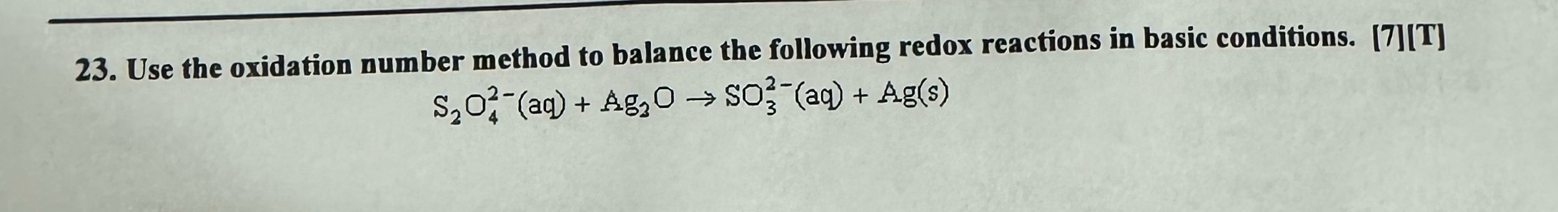 Solved Use the oxidation number method to balance the | Chegg.com