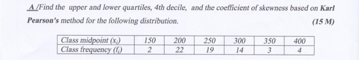 Solved A/Find the upper and lower quartiles, 4th decile, and | Chegg.com