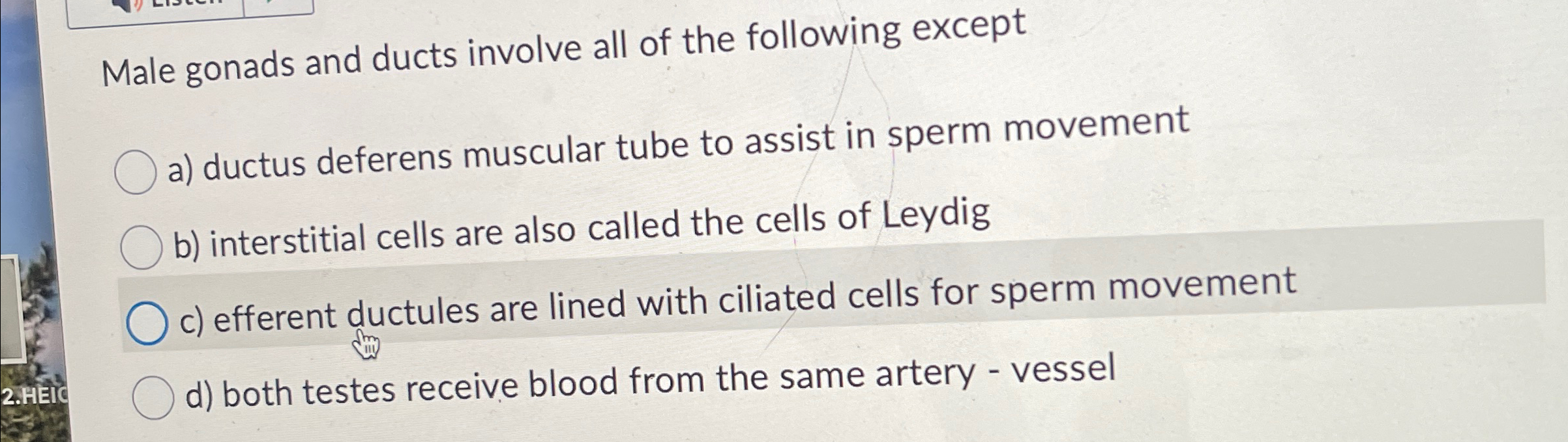 Solved Male gonads and ducts involve all of the following | Chegg.com