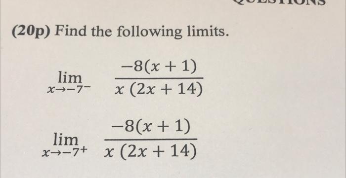Solved (20p) Find the following limits. | Chegg.com