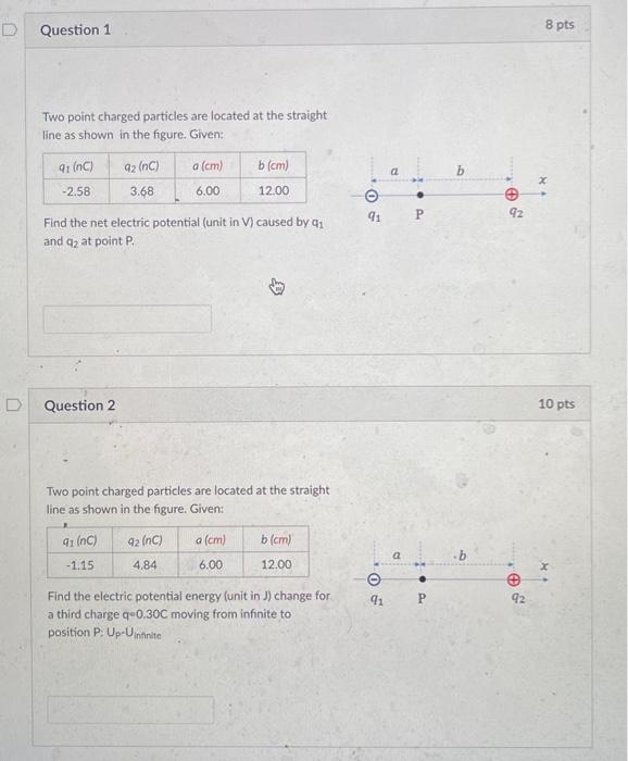 Solved Two point charged particles are located at the | Chegg.com