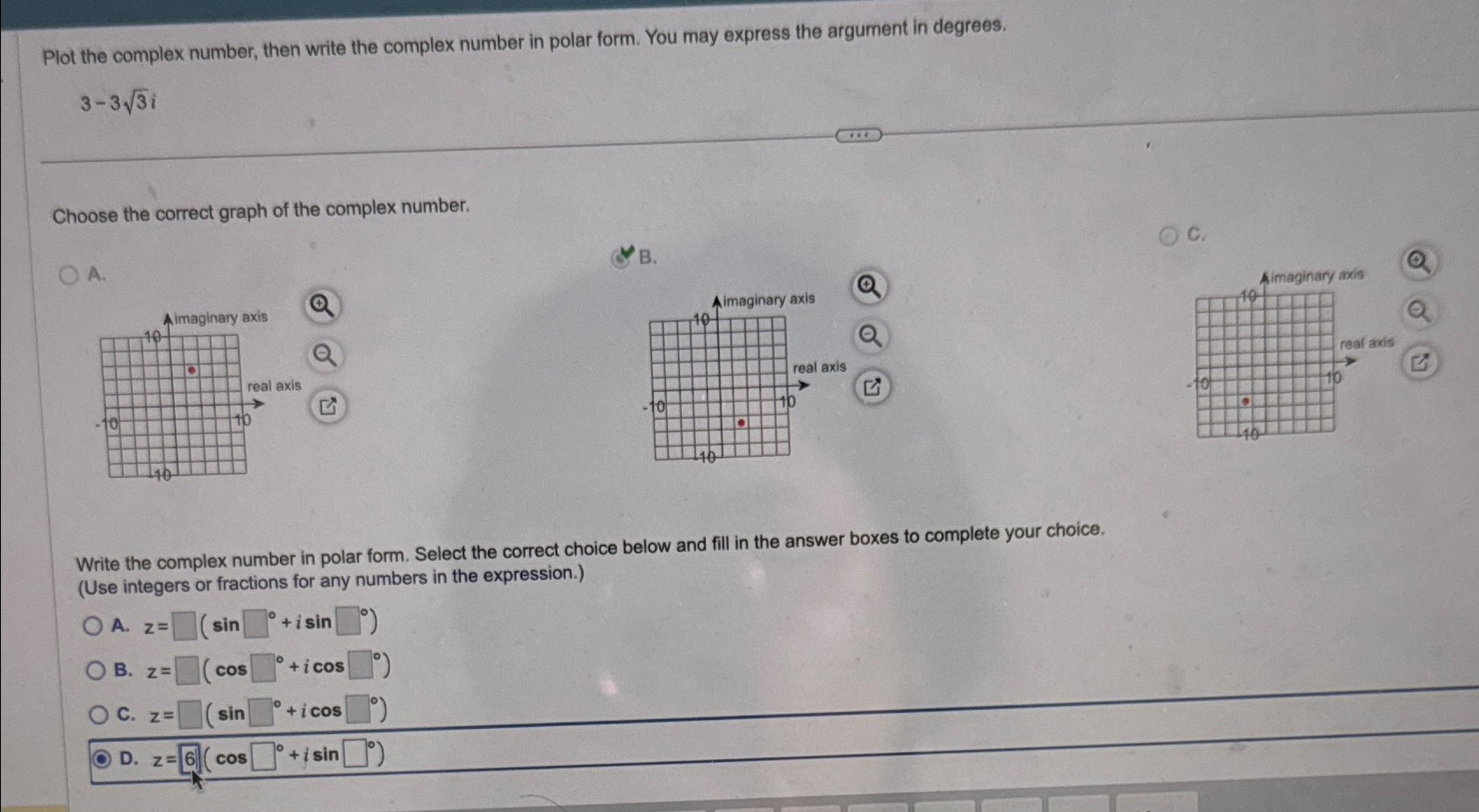 Solved Plot the complex number, then write the complex | Chegg.com