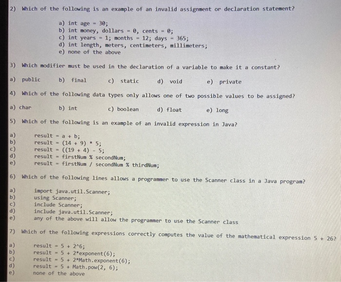 Solved 2) Which of the following is an example of an invalid | Chegg.com