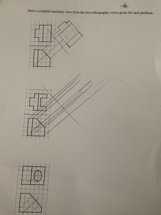 Solved Draw a complete auxiliary view from the two | Chegg.com