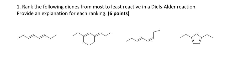 Solved Rank the following dienes from most to least reactive | Chegg.com