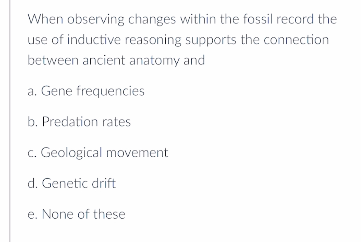 Solved When observing changes within the fossil record the | Chegg.com