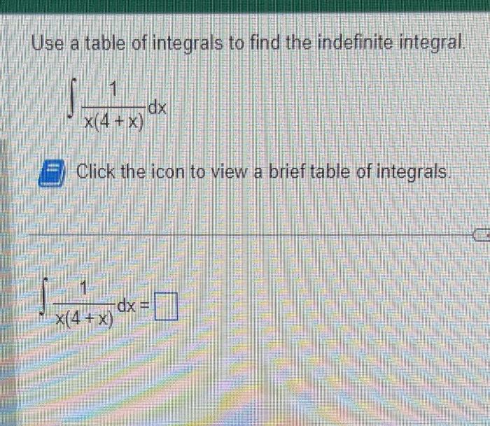 Solved Use a table of integrals to find the indefinite | Chegg.com