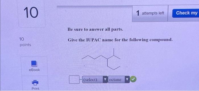 Solved 10 10 points eBook Print Be sure to answer all parts. | Chegg.com