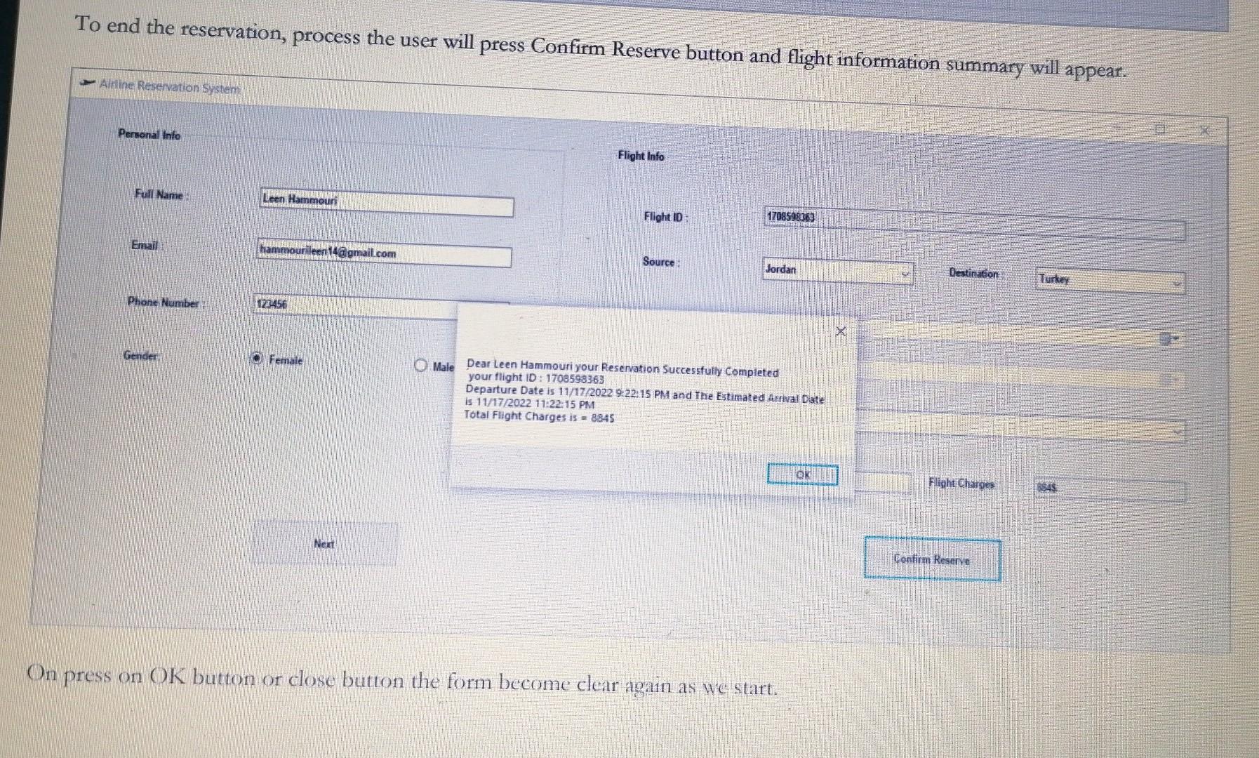 Solved Airline Reservation System Personal Info Finhtitefor | Chegg.com