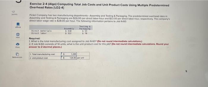 Solved Exercise 2-4 (Algo) Computing Total Job Costs and | Chegg.com