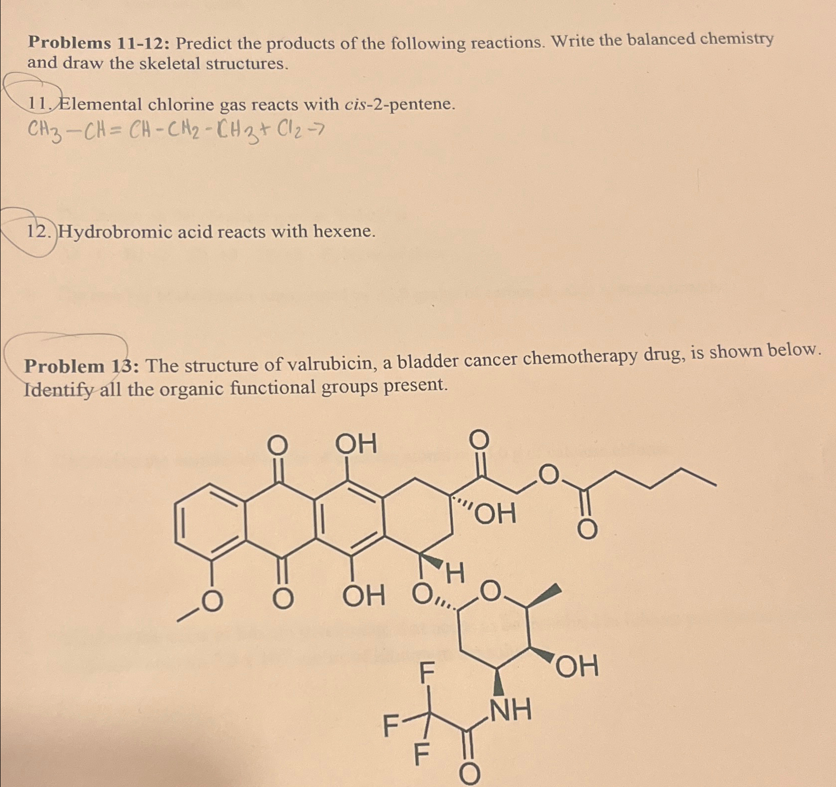 Solved Problems 11-12: Predict the products of the following | Chegg.com