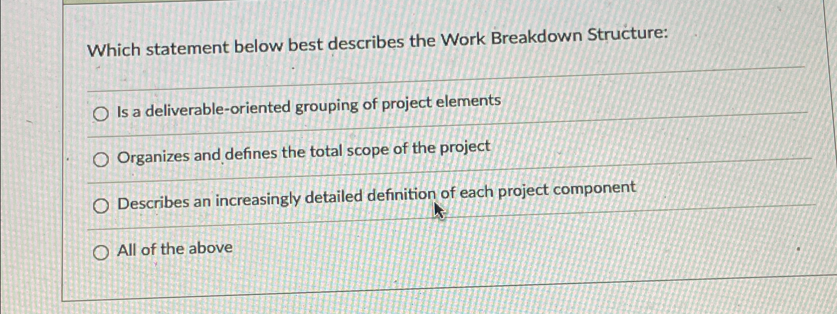 Solved Which statement below best describes the Work | Chegg.com