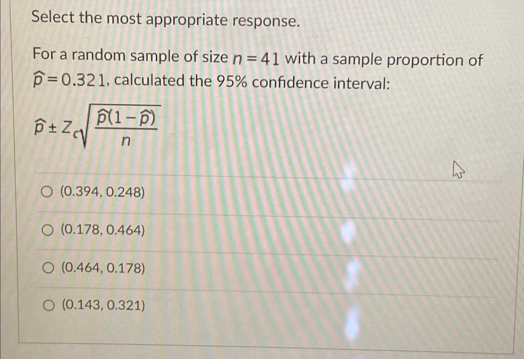 Solved Select the most appropriate response.For a random | Chegg.com