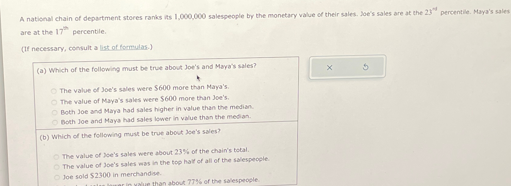 Solved A national chain of department stores ranks its | Chegg.com