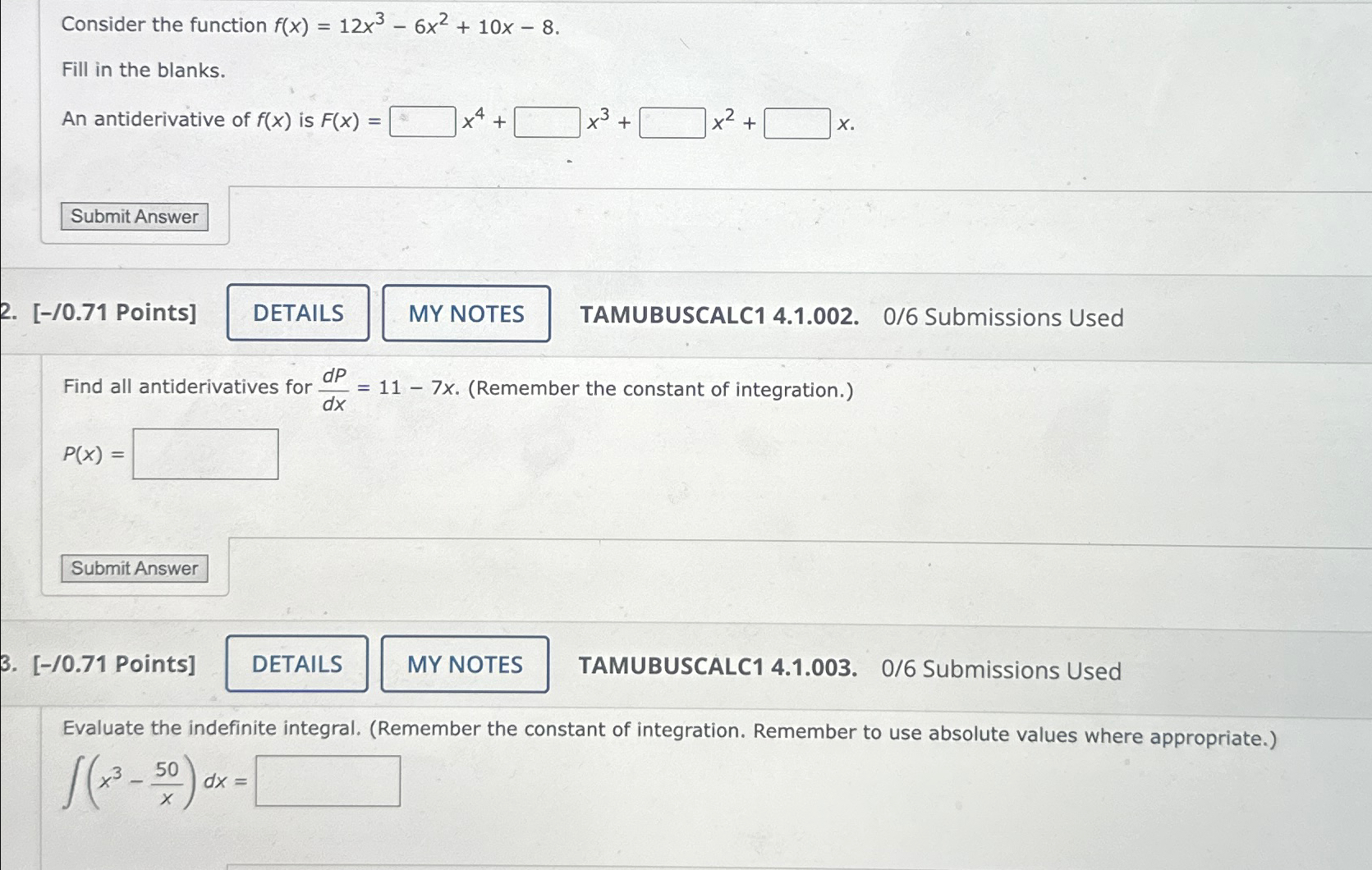 Solved Consider the function f(x)=12x3-6x2+10x-8Fill in the | Chegg.com