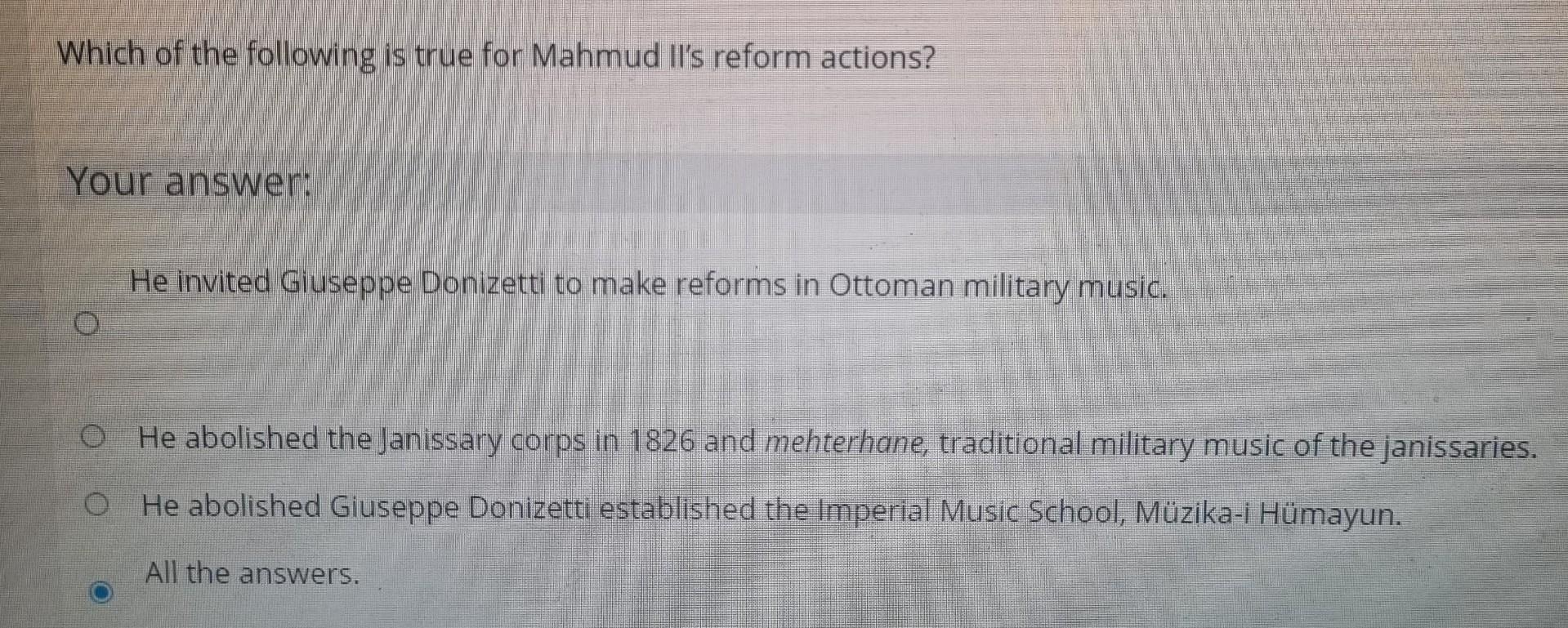 Solved Which of the following is true for Mahmud II's reform | Chegg.com